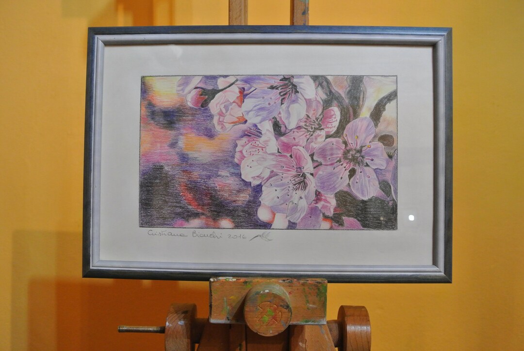 Colored Pencil Drawing Nature Cherry Blossoms Contemporary Figurative ...