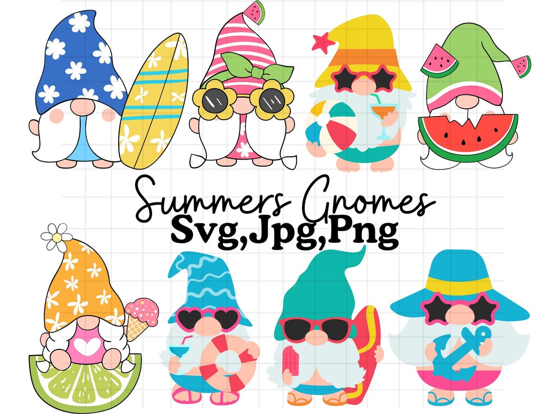 Summer Gnomes Bundle SVG\ Beach Gnome Svg\ Tropical Gnomes Svg\ Summer ...
