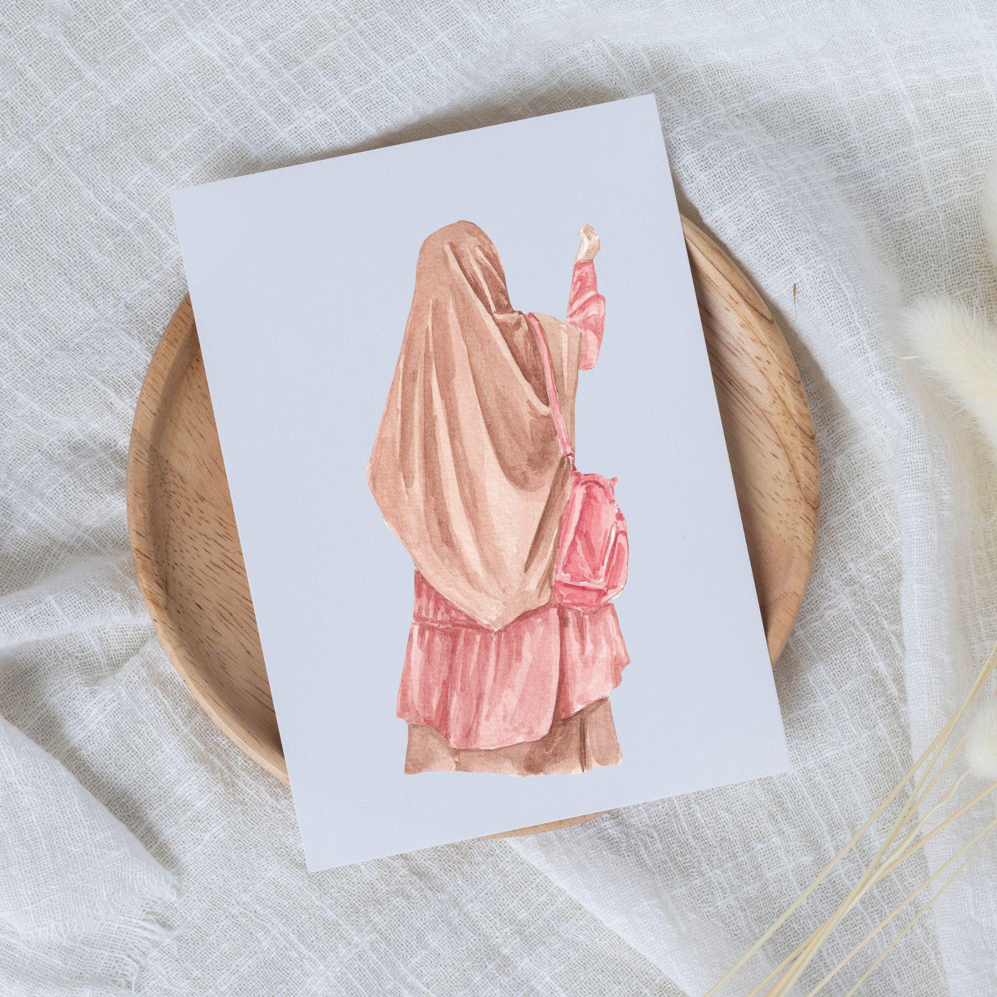 Hijabi Back View PNG: Muslim Girl, Abaya Dress, Islamic Digital ...