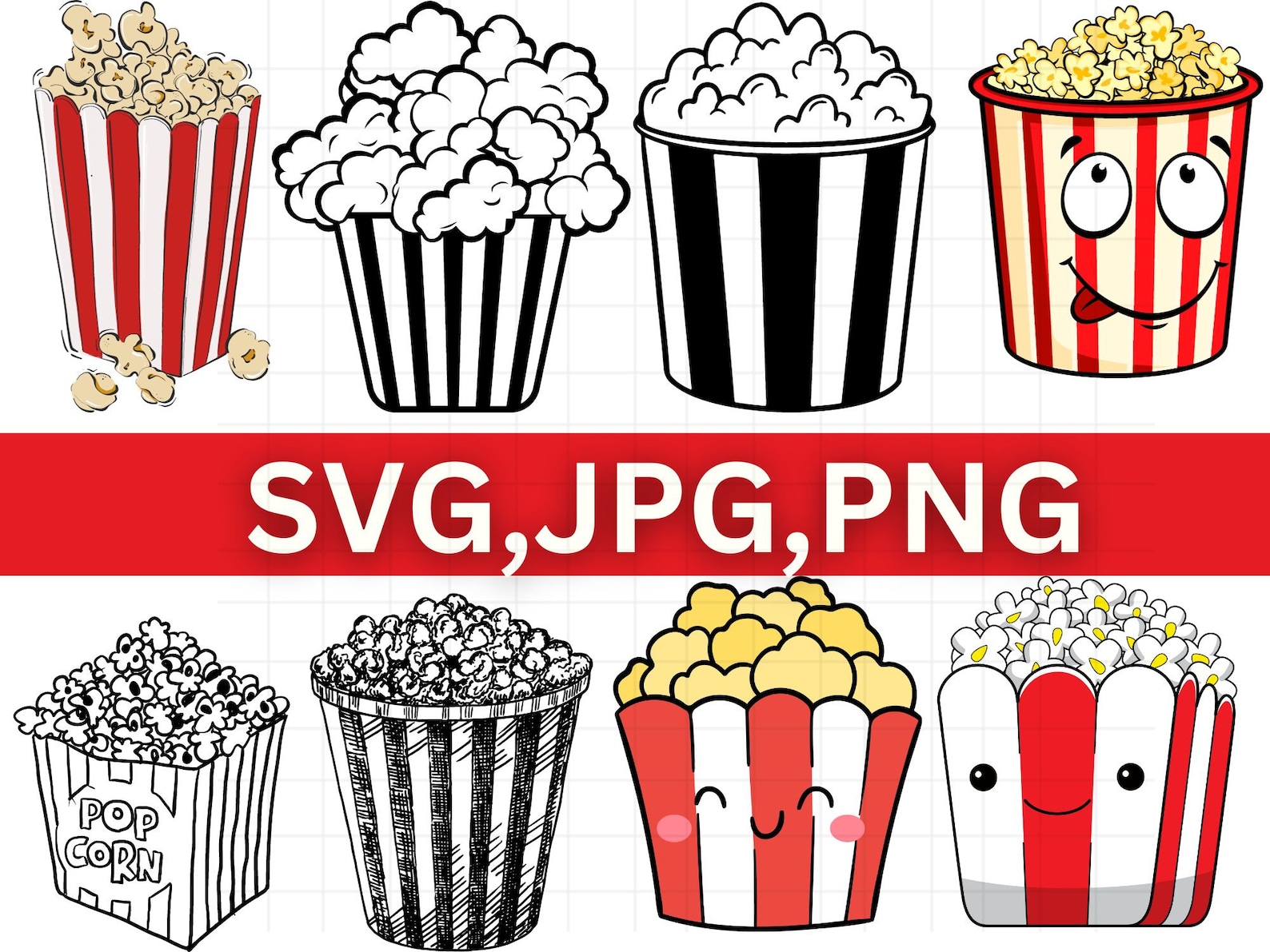 Popcorn Svg Bundle Popcorn Png Pop Corn Svg Popcorn Clip Art Movie ...