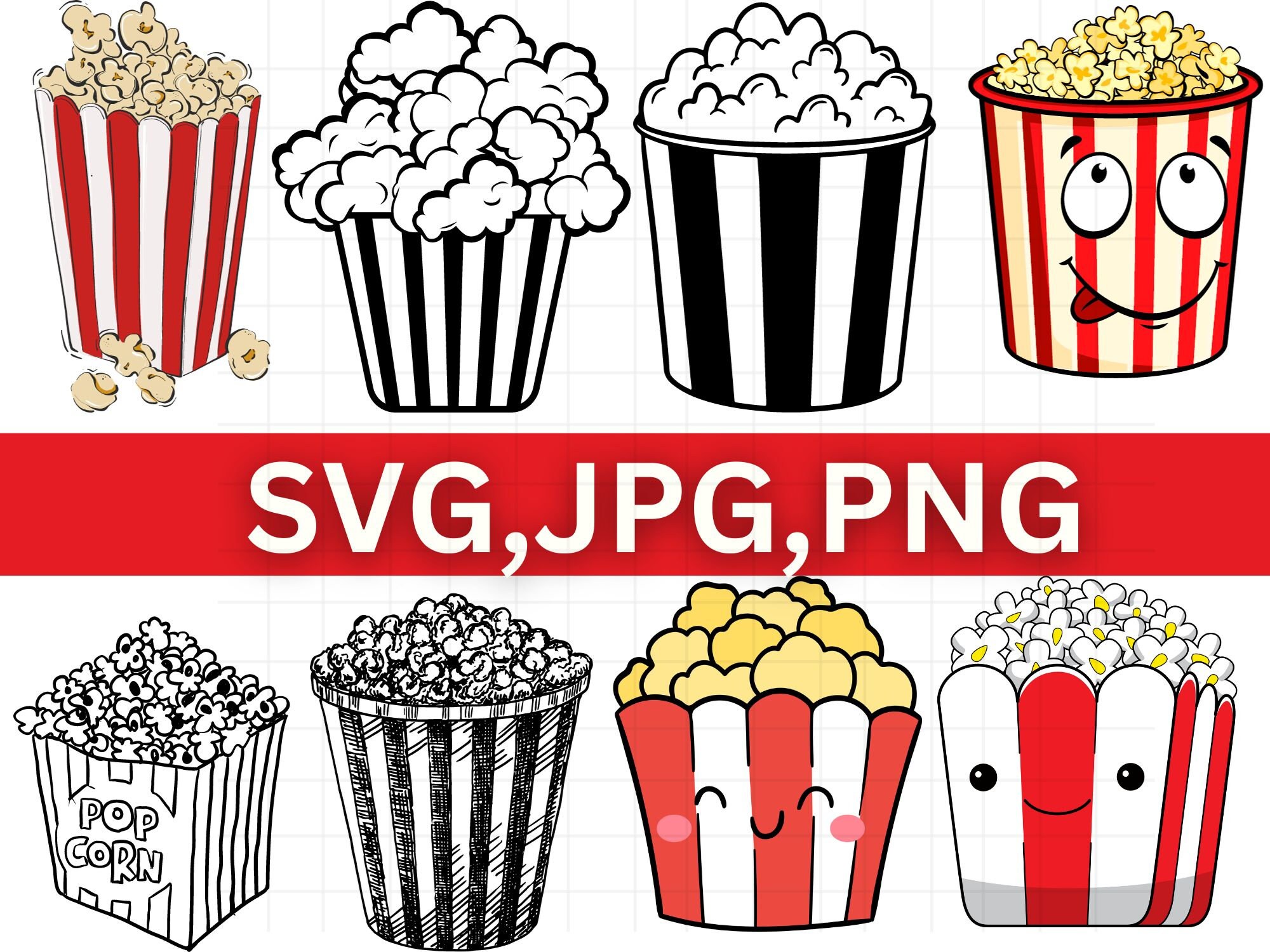 Popcorn Svg Bundle\ Popcorn Png\ Pop Corn Svg\ Popcorn Clip Art\ Movie ...