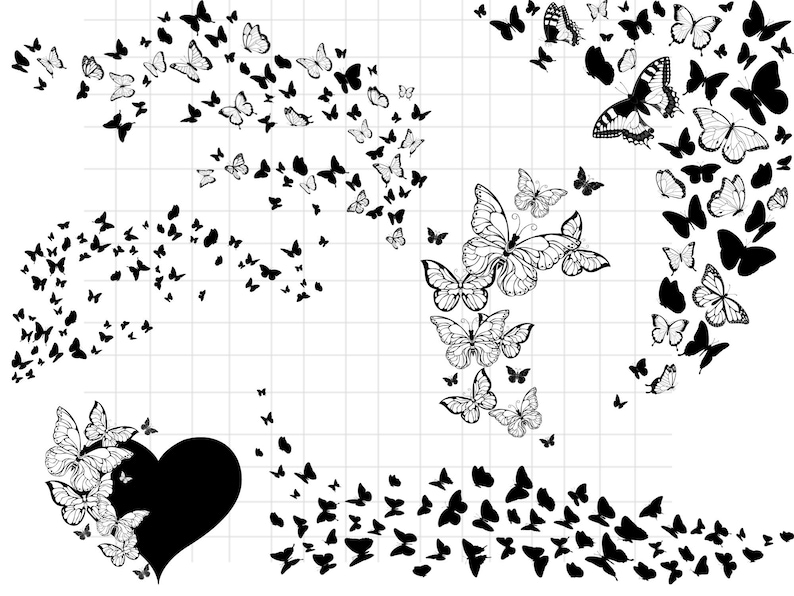 Flying Butterflies Svg Bundle Butterfly Silhouette Design Layout