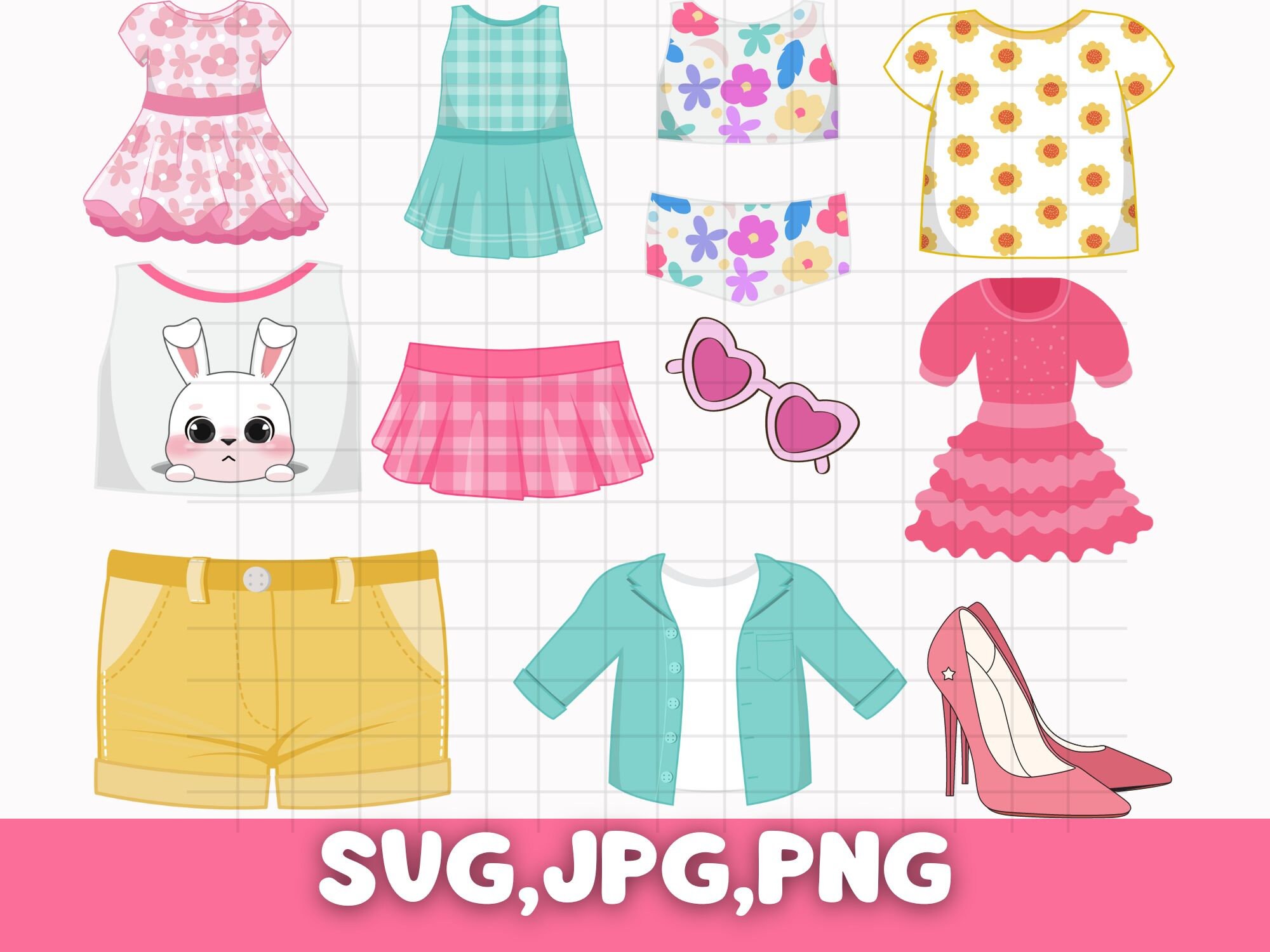 Woman Clothes Collection Set Clothes Svg Clothing Svg Clothes Clipart ...