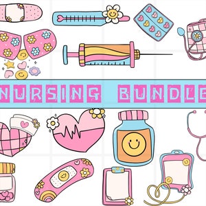 Retro Nurse Clipart Bundle\ Nurse Appreciation Groovy Png\ Nurse Life ...