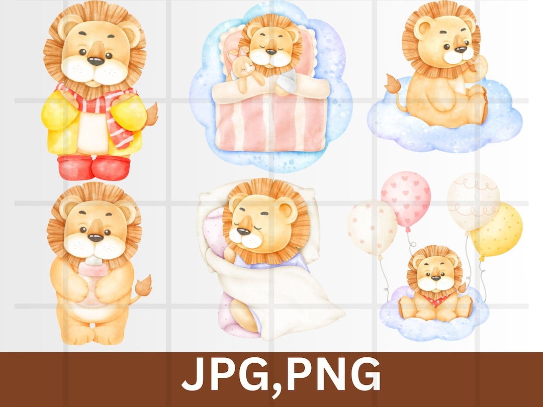 Watercolor Baby Lion Clipart: Lion Cub PNG (digital) - Etsy
