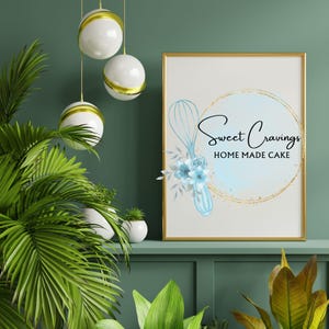 Editable Watercolor Baking Logo\ for Home Bakers DIY Bakery Logo\ for ...