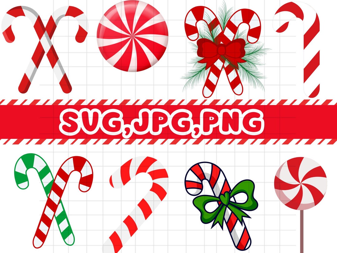 Candy Cane SVG\ Candy Canes Clipart\ Candy Cane With Bow\ Christmas ...