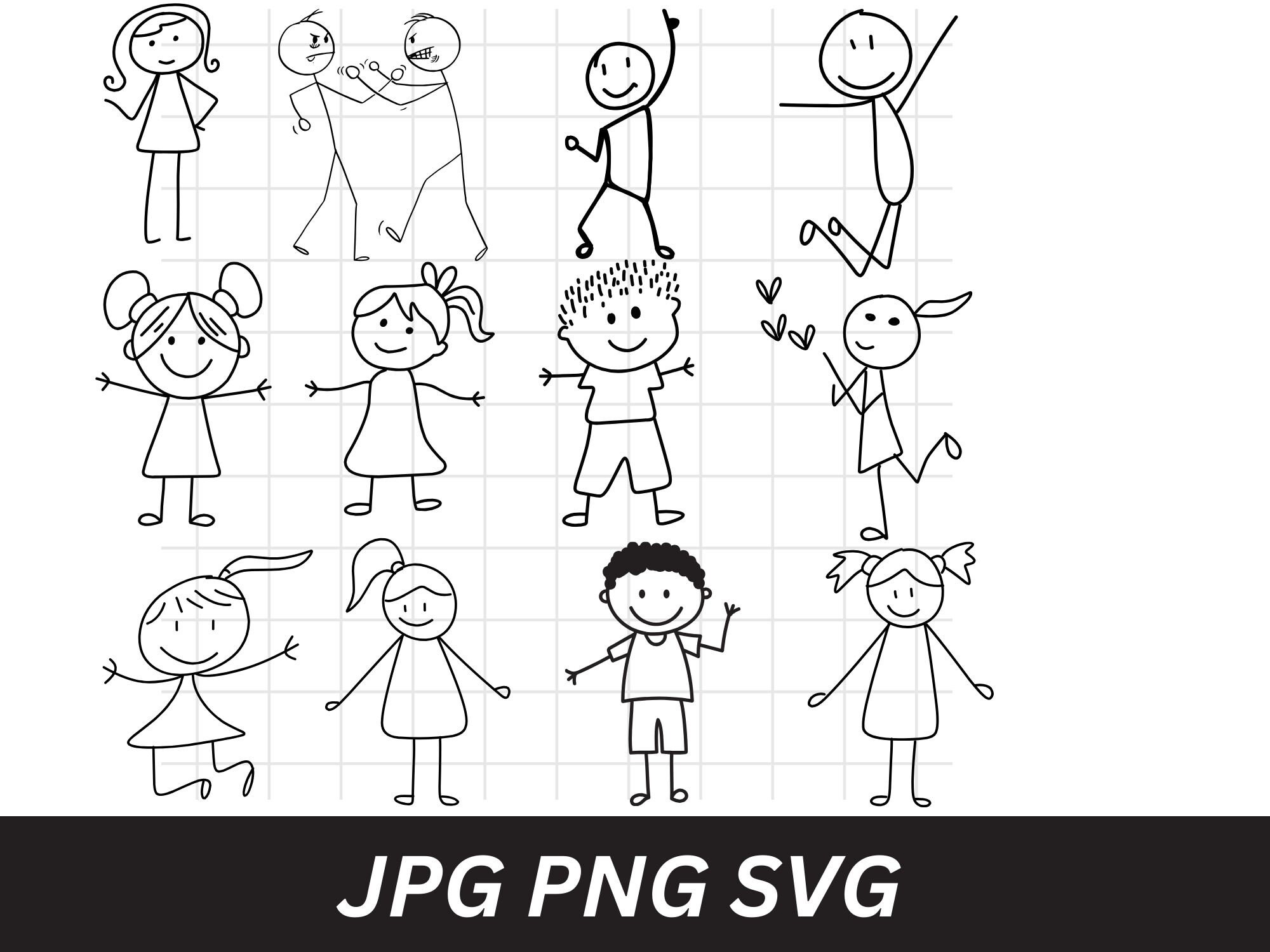 Stick Figures Svg Bundle Stick People Svg Stick Figures Svg Stick Kids ...