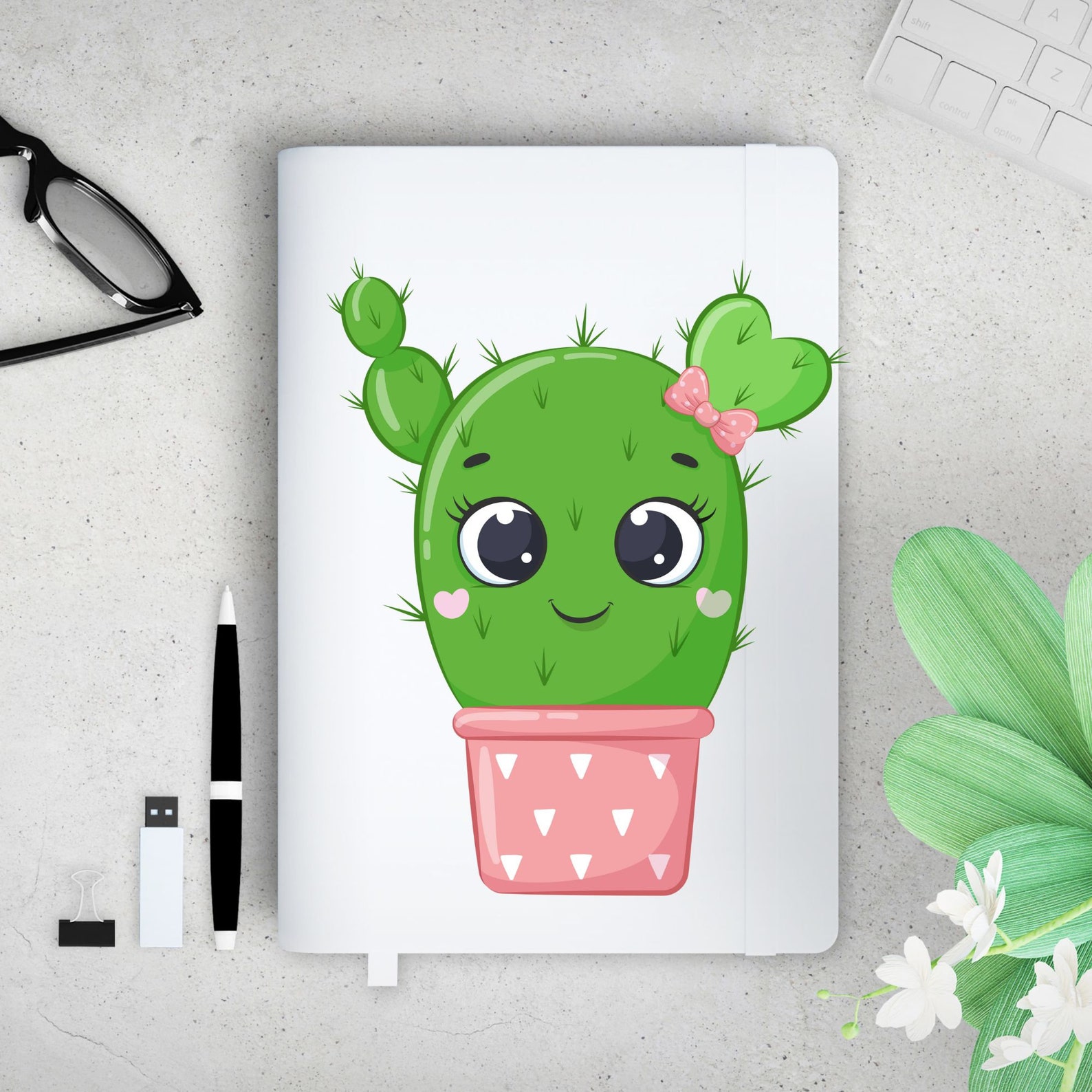 Cute Cactus SVG Clipart Cacti PNG Bundle Kawaii Cactus Cricut Cutting ...