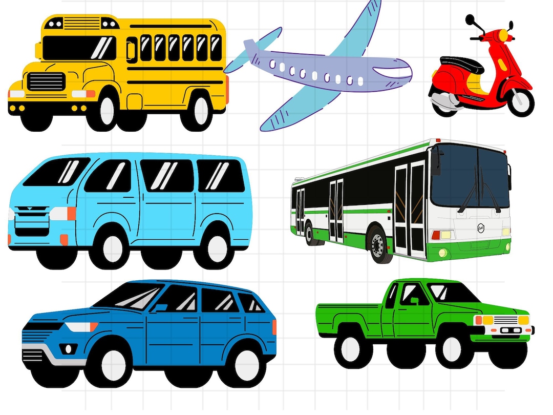 Transport SVG Clipart\ INSTANT DOWNLOAD\ Vehicles\ Car\ Truck\ Train ...