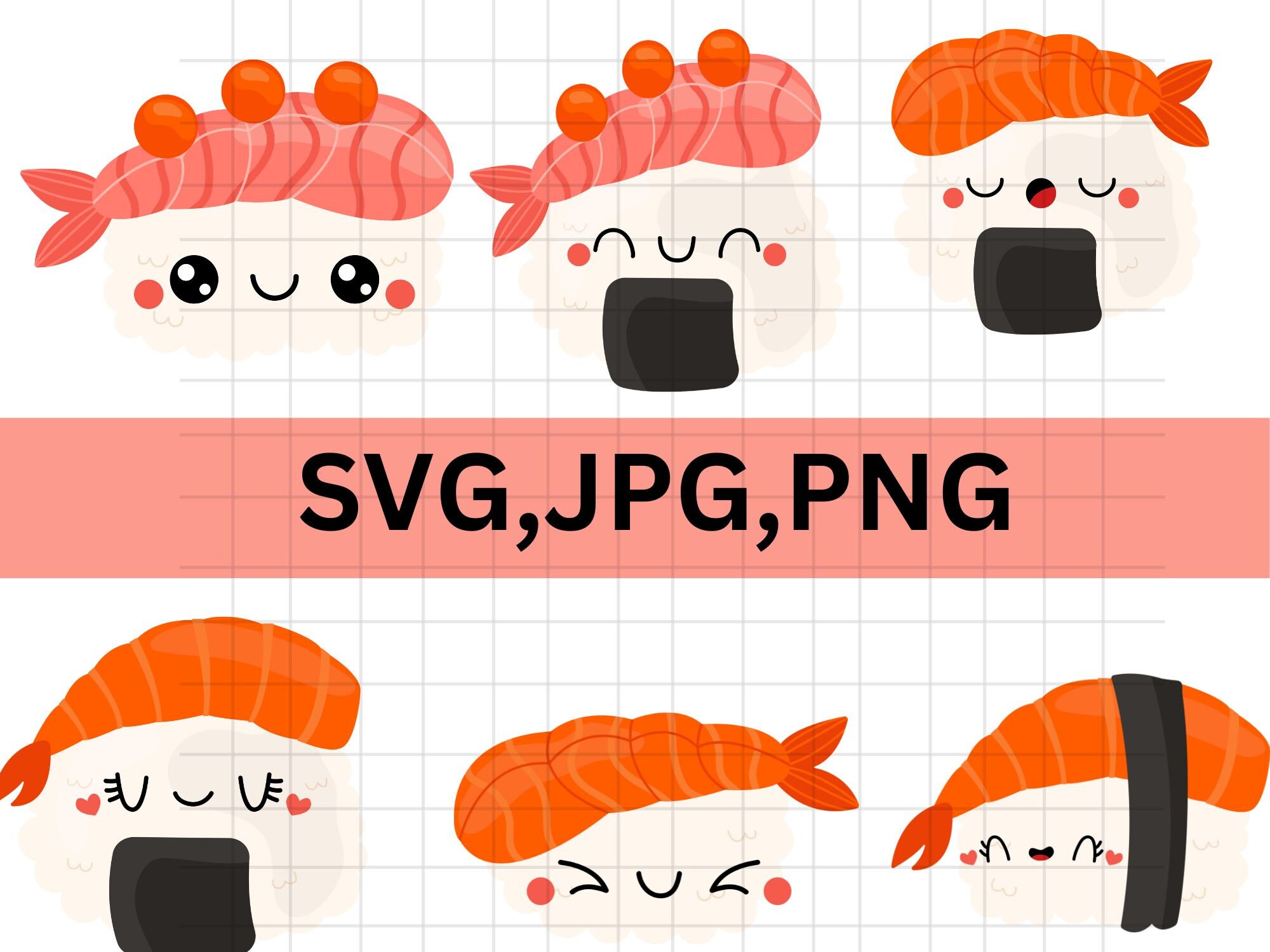 Kawaii Sushi SVG Bundle\ Japanese Food Cutting File Cute\ Nigiri Soy ...