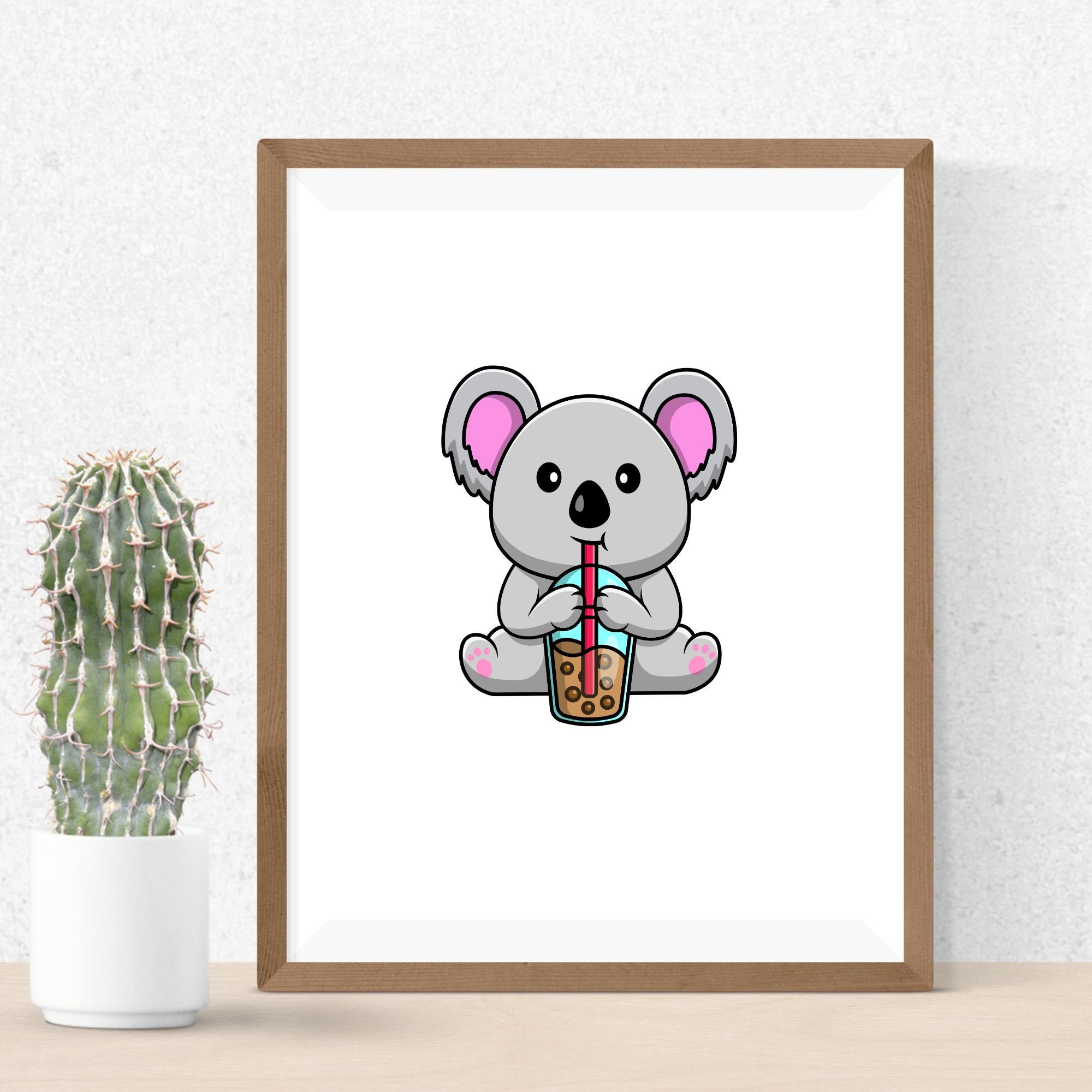 Cute Animals Drink Boba Tea Clipart Transparent PNG Bundle Set Kawaii ...