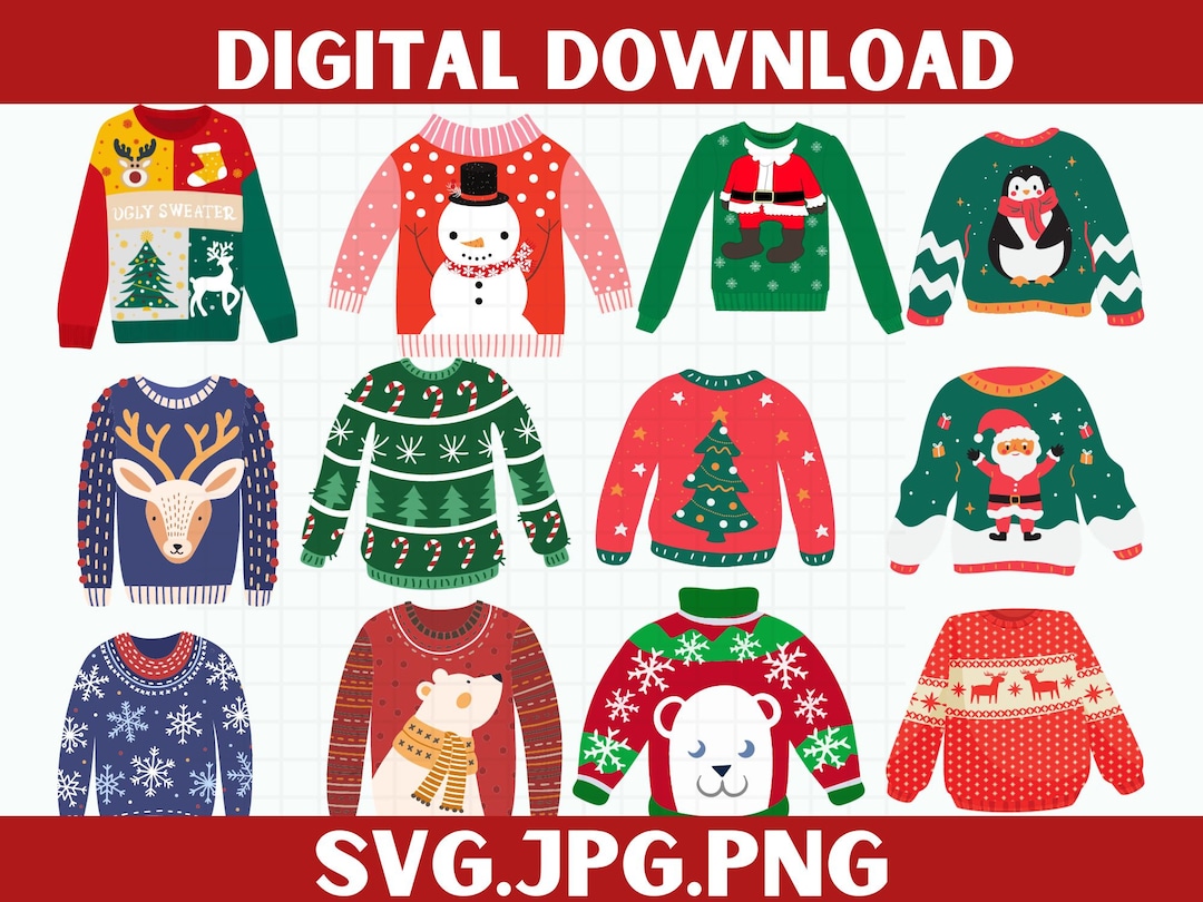Christmas Sweaters Clipart Ugly Sweaters Clipart Christmas Clipart ...