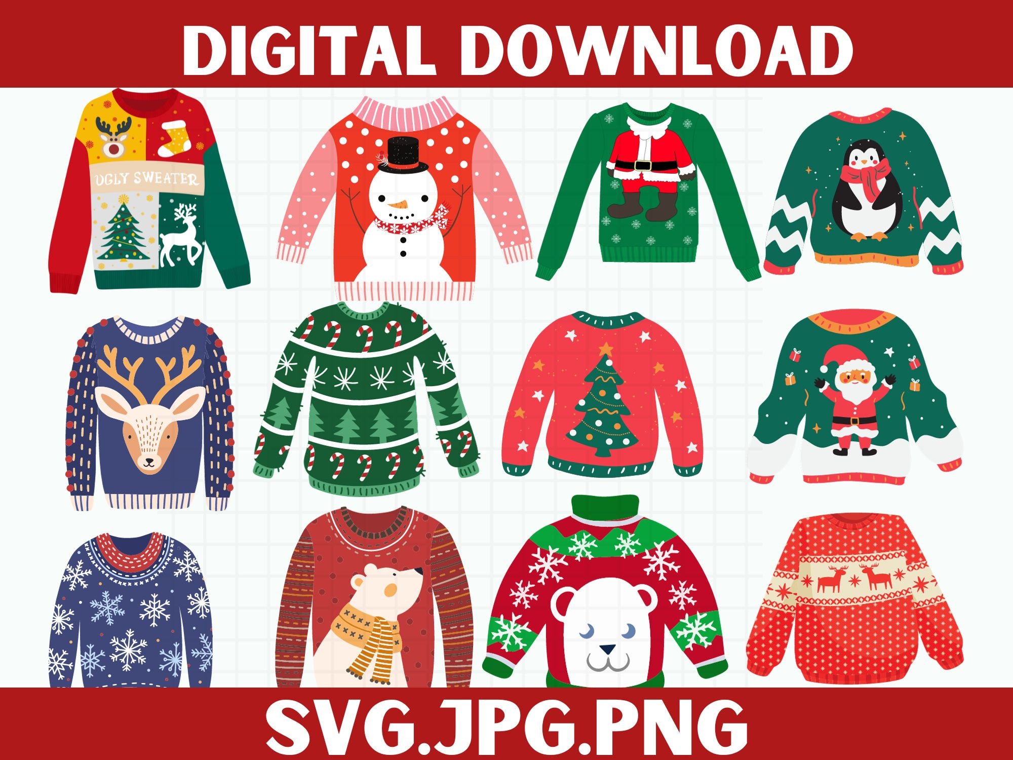 Christmas Sweaters Clipart Ugly Sweaters Clipart Christmas Clipart ...