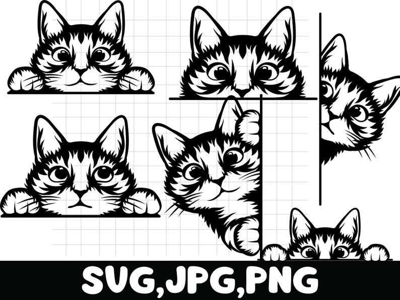 Peeking Cat SVG Bundle, Kitten Clipart (PNG, JPG - Etsy