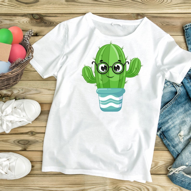 Cute Cactus SVG Clipart Cacti PNG Bundle Kawaii Cactus Cricut Cutting ...