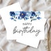 Floral Birthday Card: Printable Blue Flowers (PDF) - Etsy