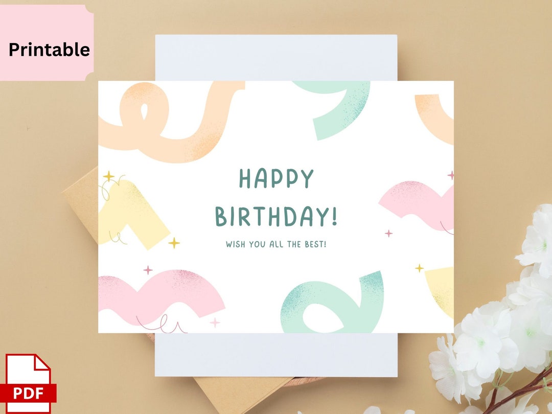 Happy Birthday Card Pdf/digital Birthday Cards/print at Home Birthday ...