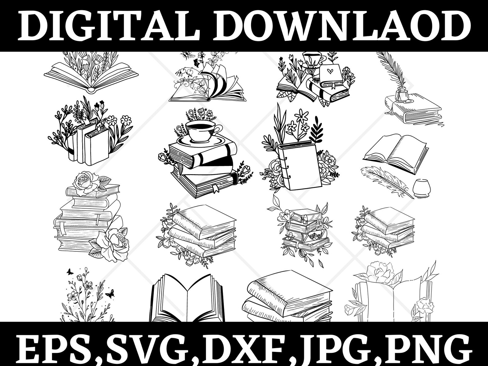 Reading Book SVG Bundle for Cricut Book Lovers SVG Floral Book SVG Book ...