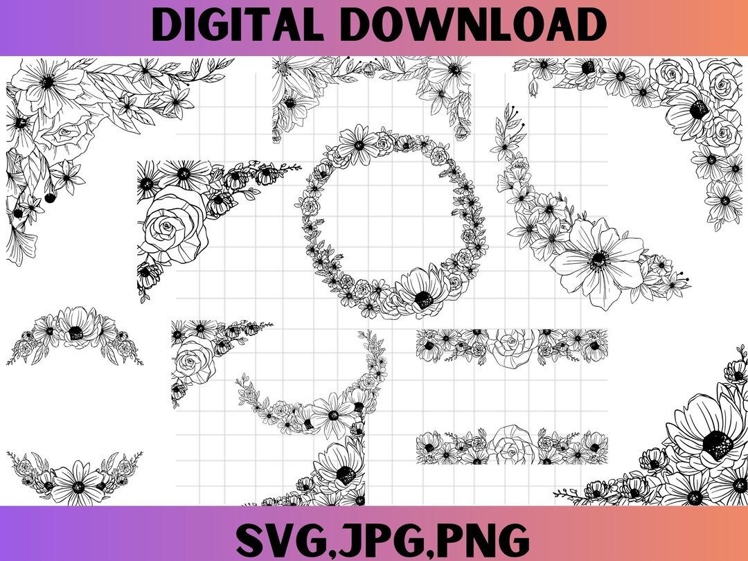 Corner Svg Bundle\ Corner Svg\ Floral Corner Svg Files\ Decorative Page ...