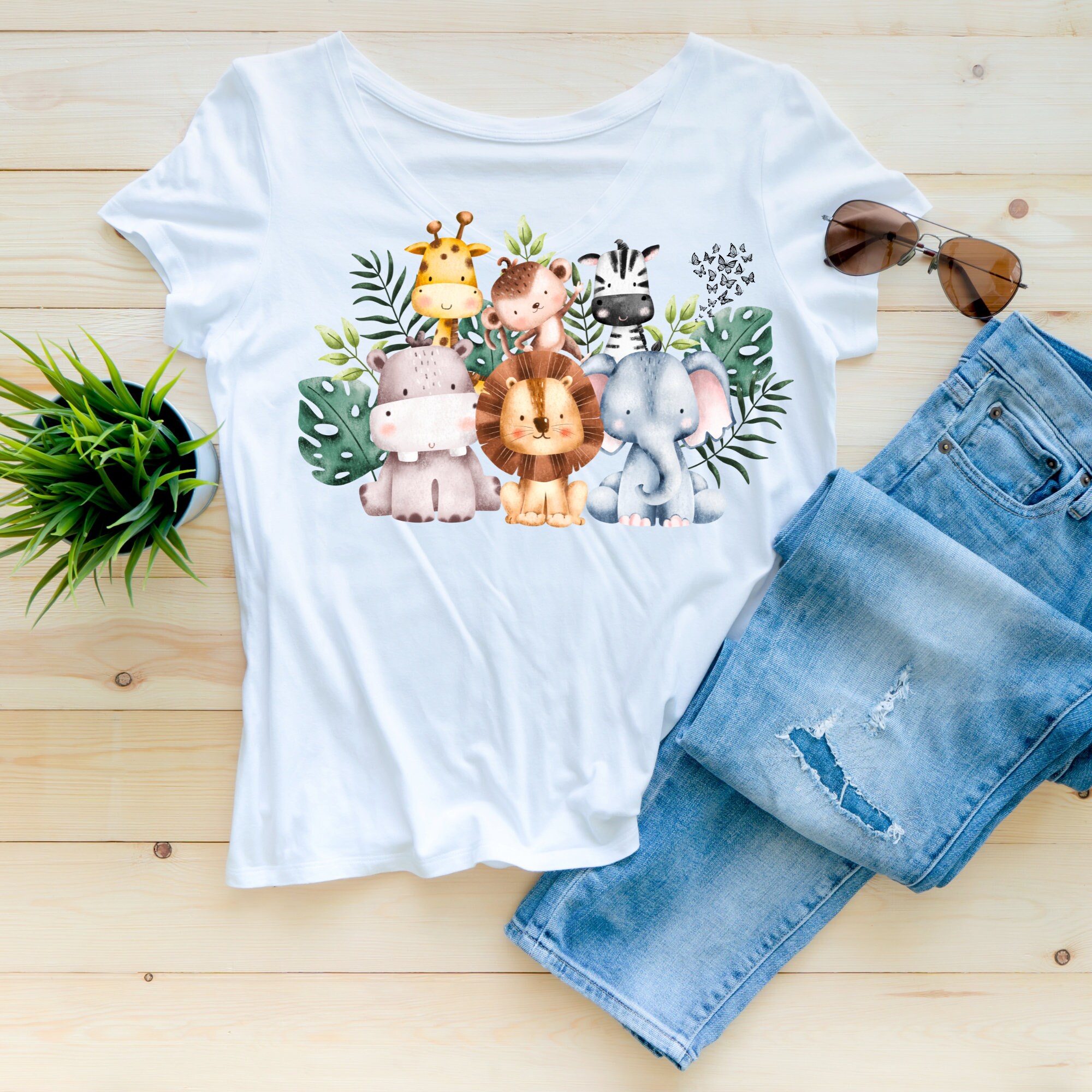 Safari Animals Watercolor Clipart Jungle Animals Clip Art - Etsy