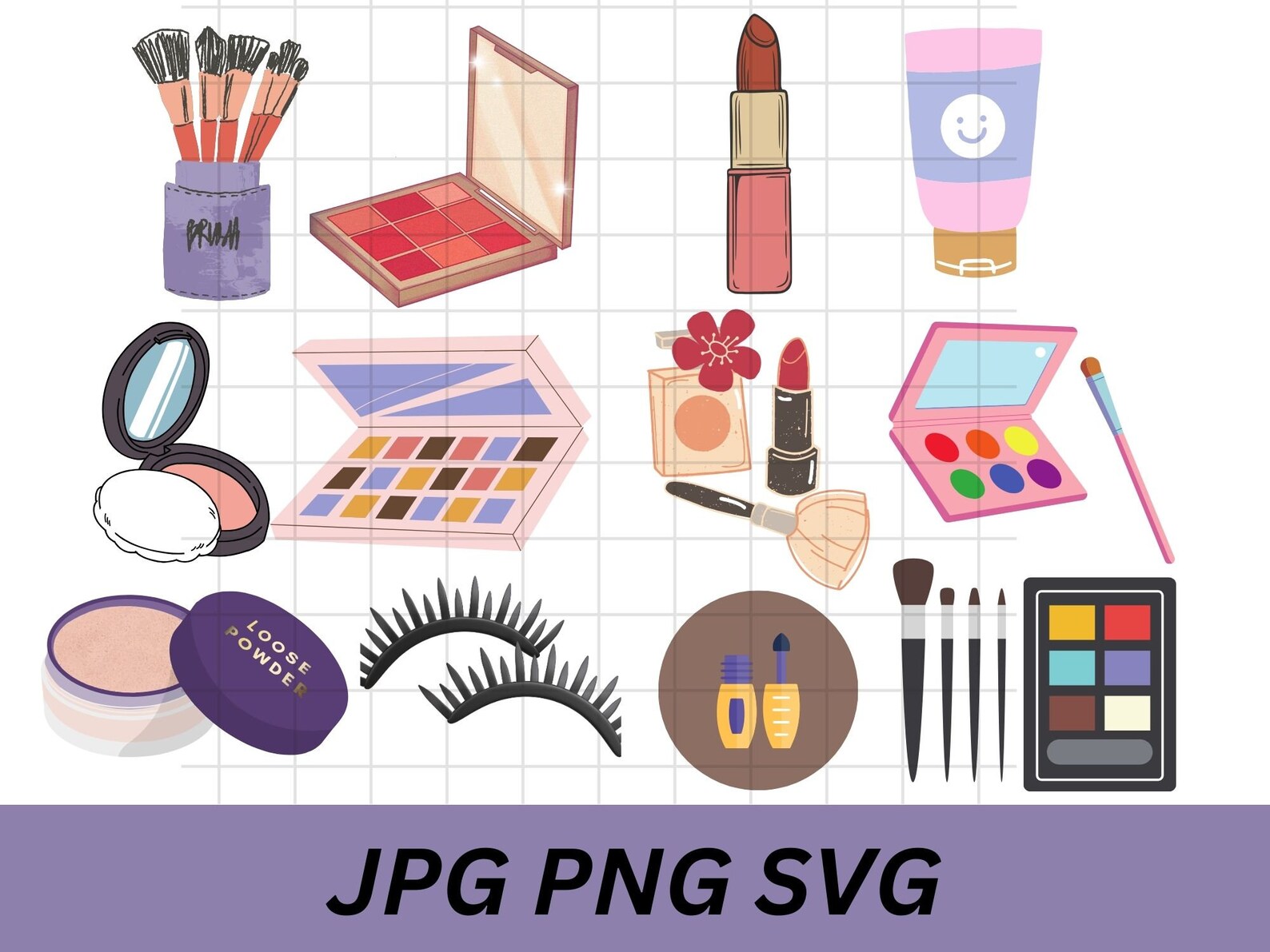 Makeup SVG\ PNG\ Layered Clipart\ Cute Pink Girl\ Beauty Cosmetics ...
