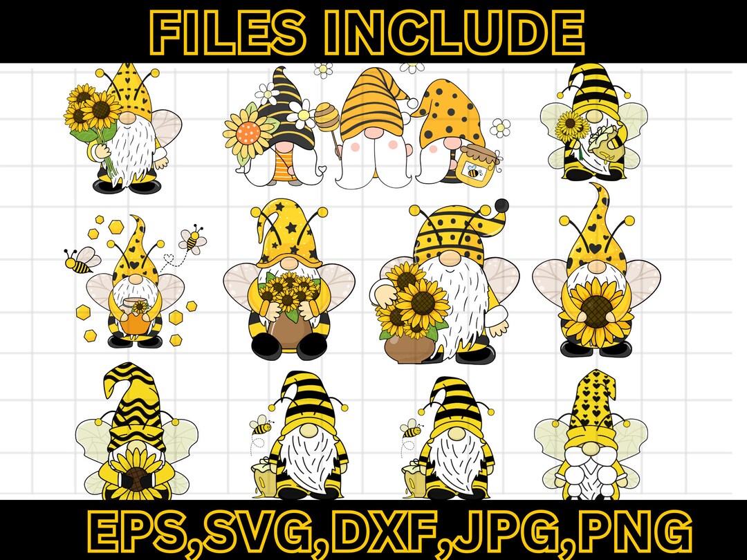 Bee Gnome Svg\ Spring Gnomes Cut Files\ Summer Gnomes Svg\ Dxf\ Eps ...