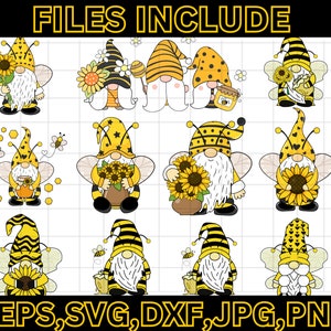Bee Gnome Svg\ Spring Gnomes Cut Files\ Summer Gnomes Svg\ Dxf\ Eps ...