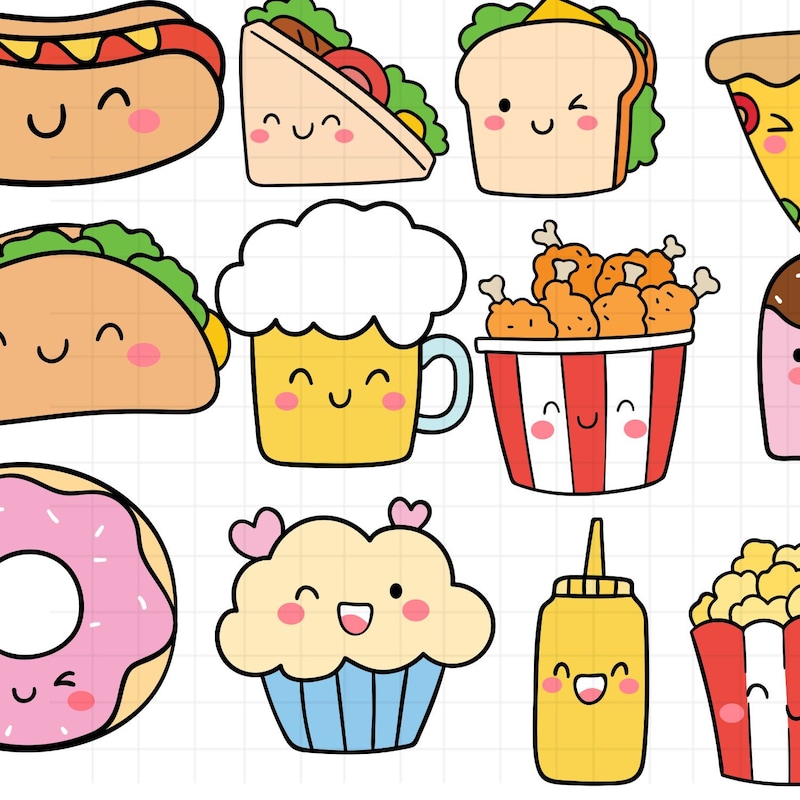 Kawaii Food Clipart - Etsy