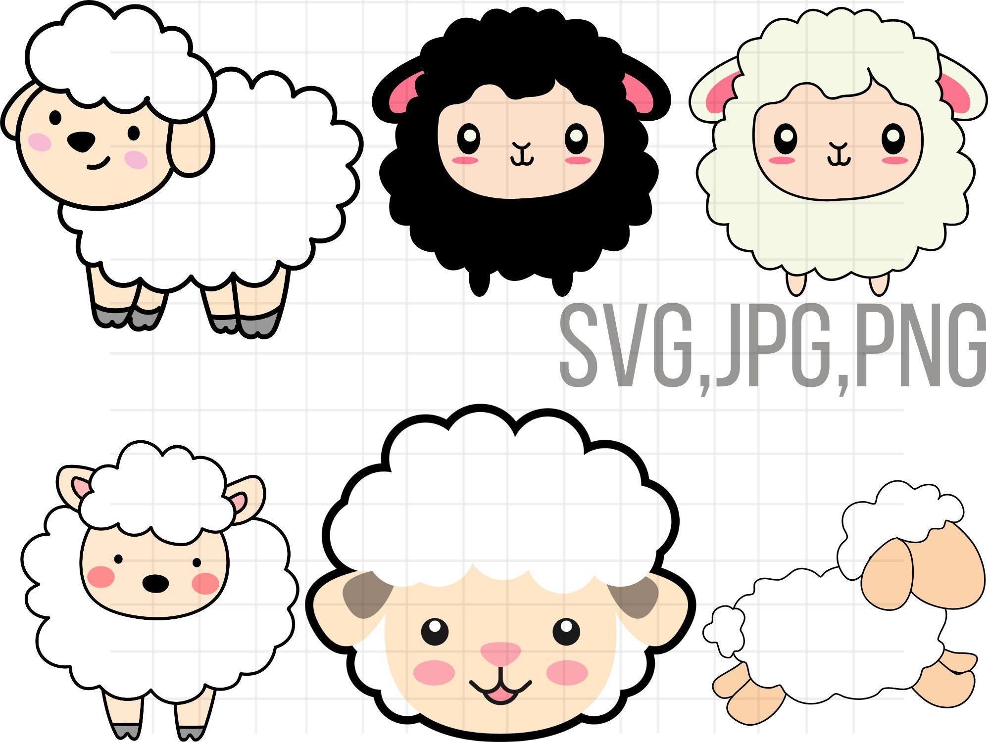 Sheep SVG Bundle Cute Sheep SVG Sheep PNG Sheep Cut Files Sheep Head ...