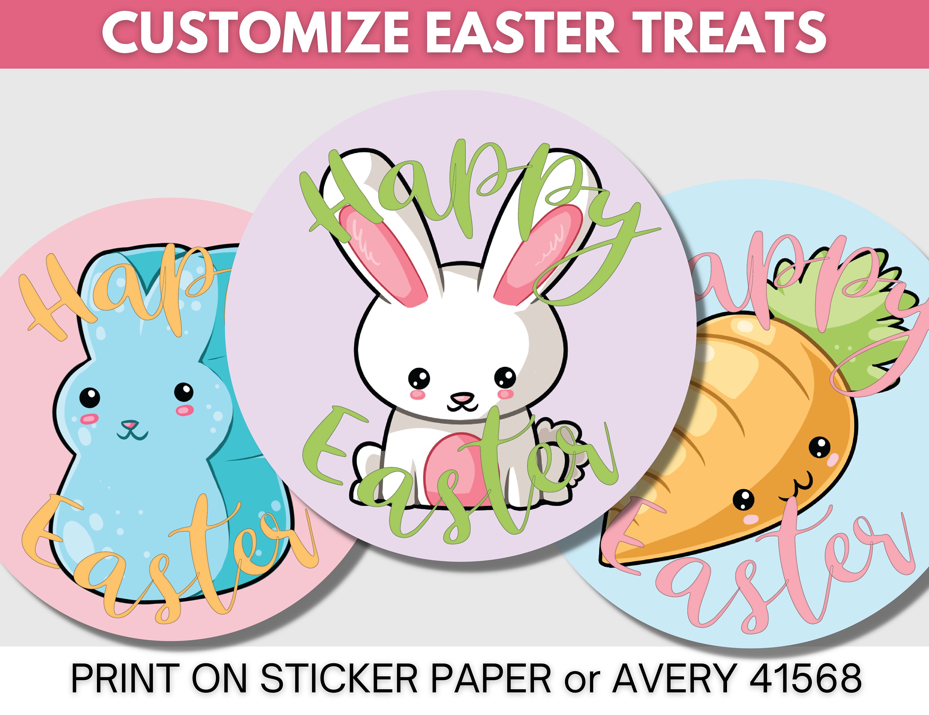 Kawaii Easter Stickers Sized for Hershey's Kisses Candy Favors ...
