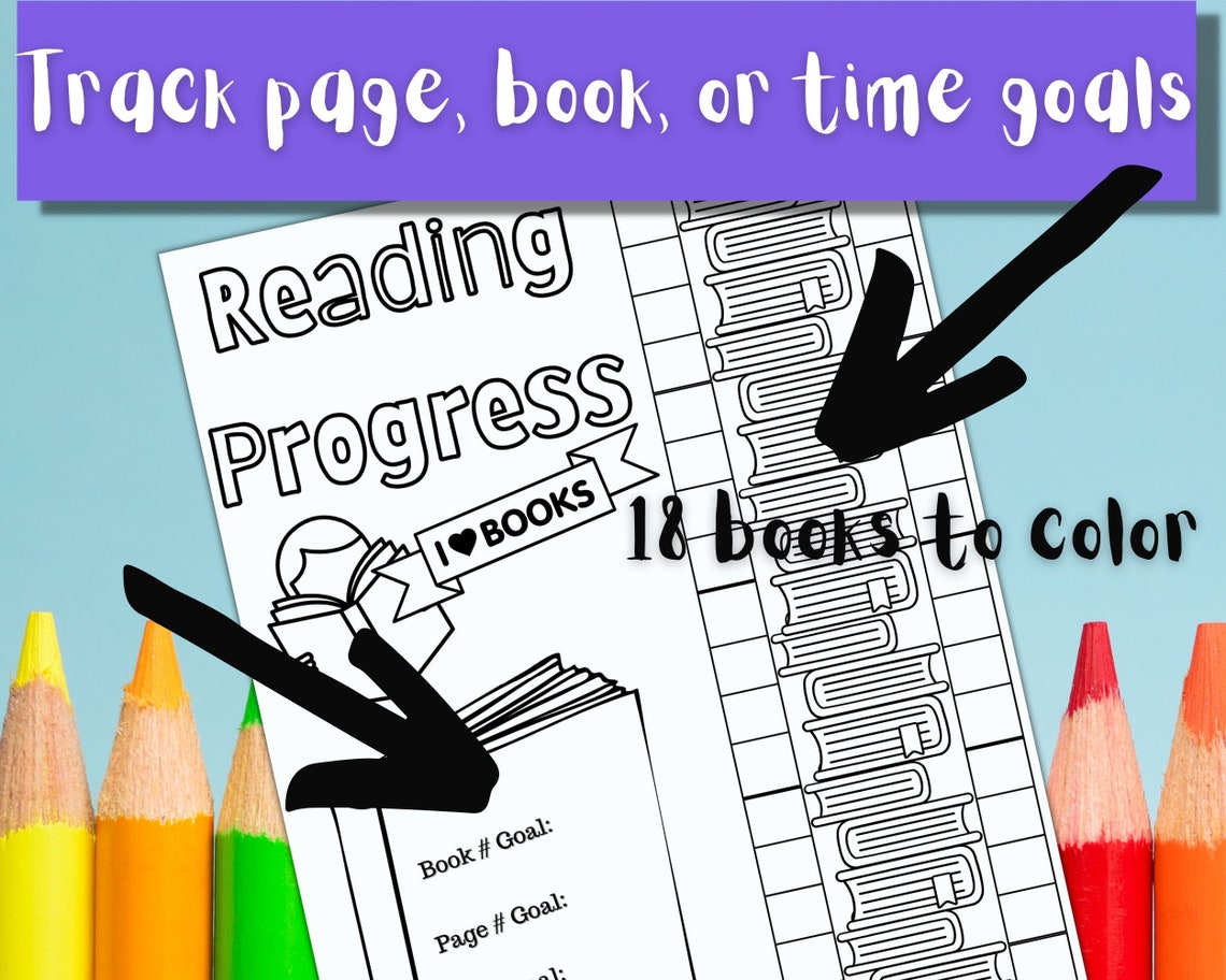Customizable Reading Tracker for Kids Coloring Page Editable | Etsy