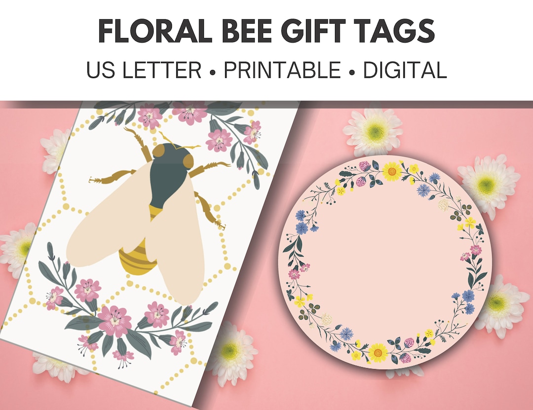 Floral Bee Gift Tags: Printable Spring & Summer Presents (PDF) - Etsy