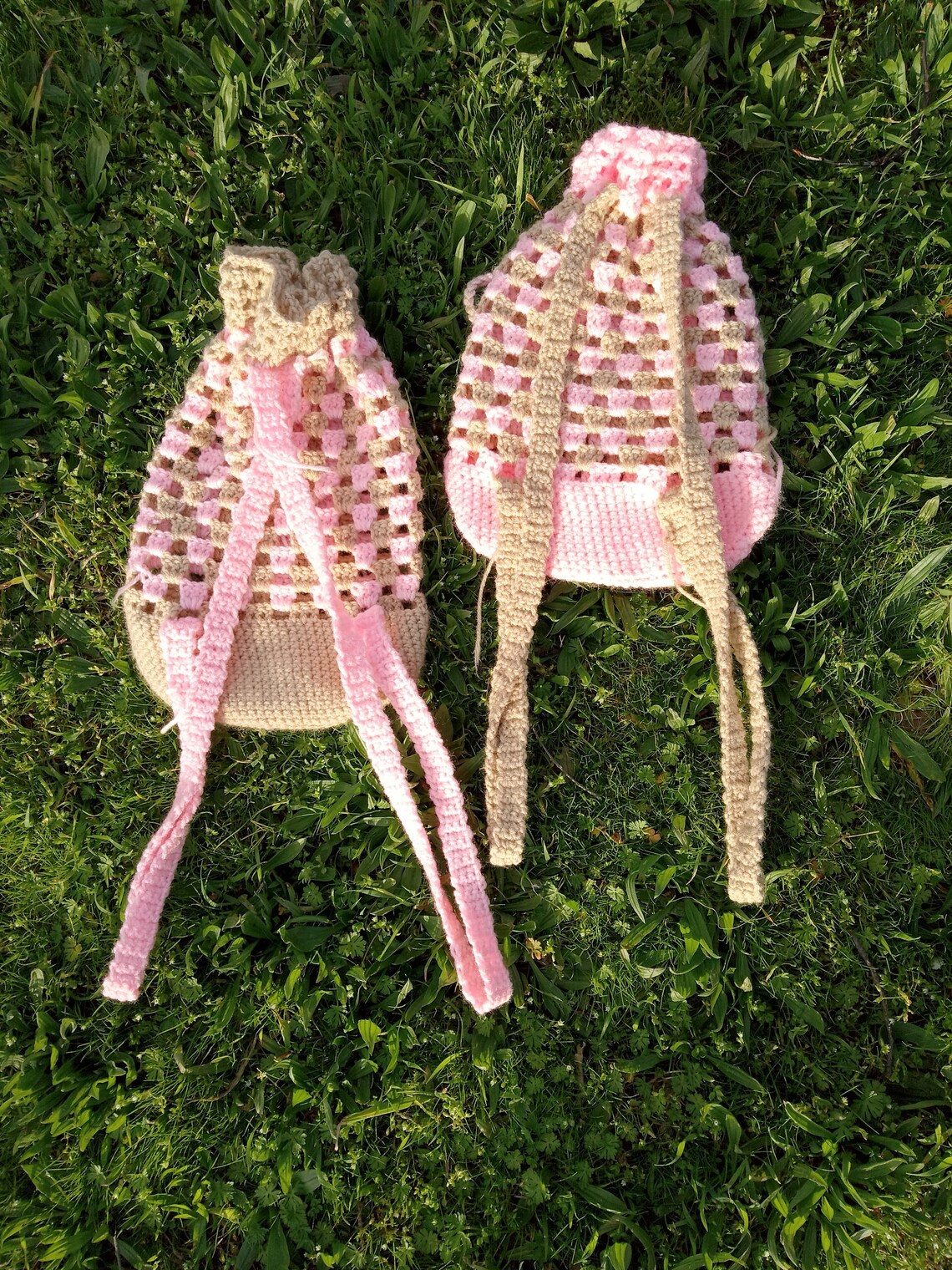 Handmade Granny Square Mini Backpack Pink and Brown - Etsy