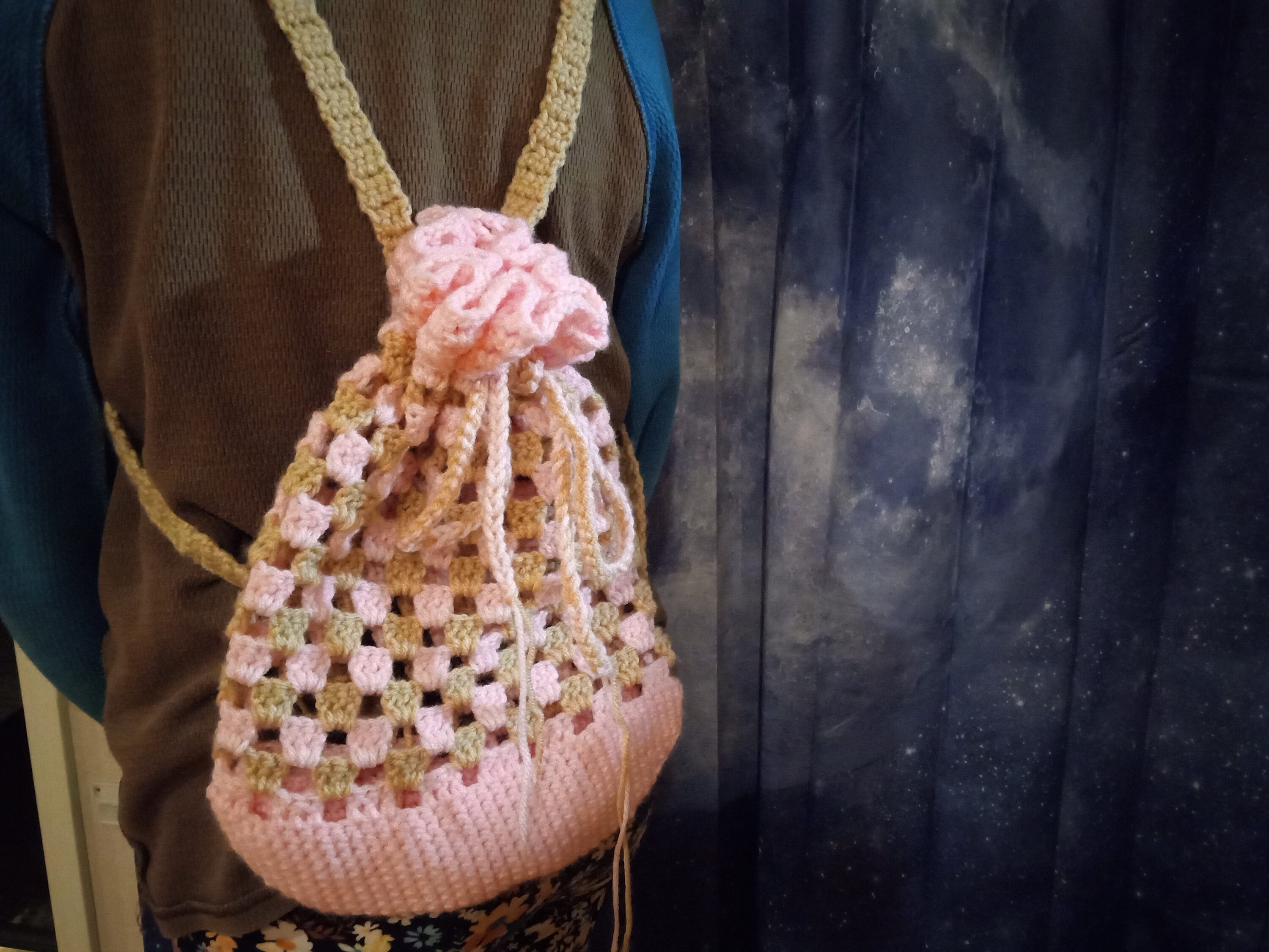 Handmade Granny Square Mini Backpack Pink and Brown - Etsy