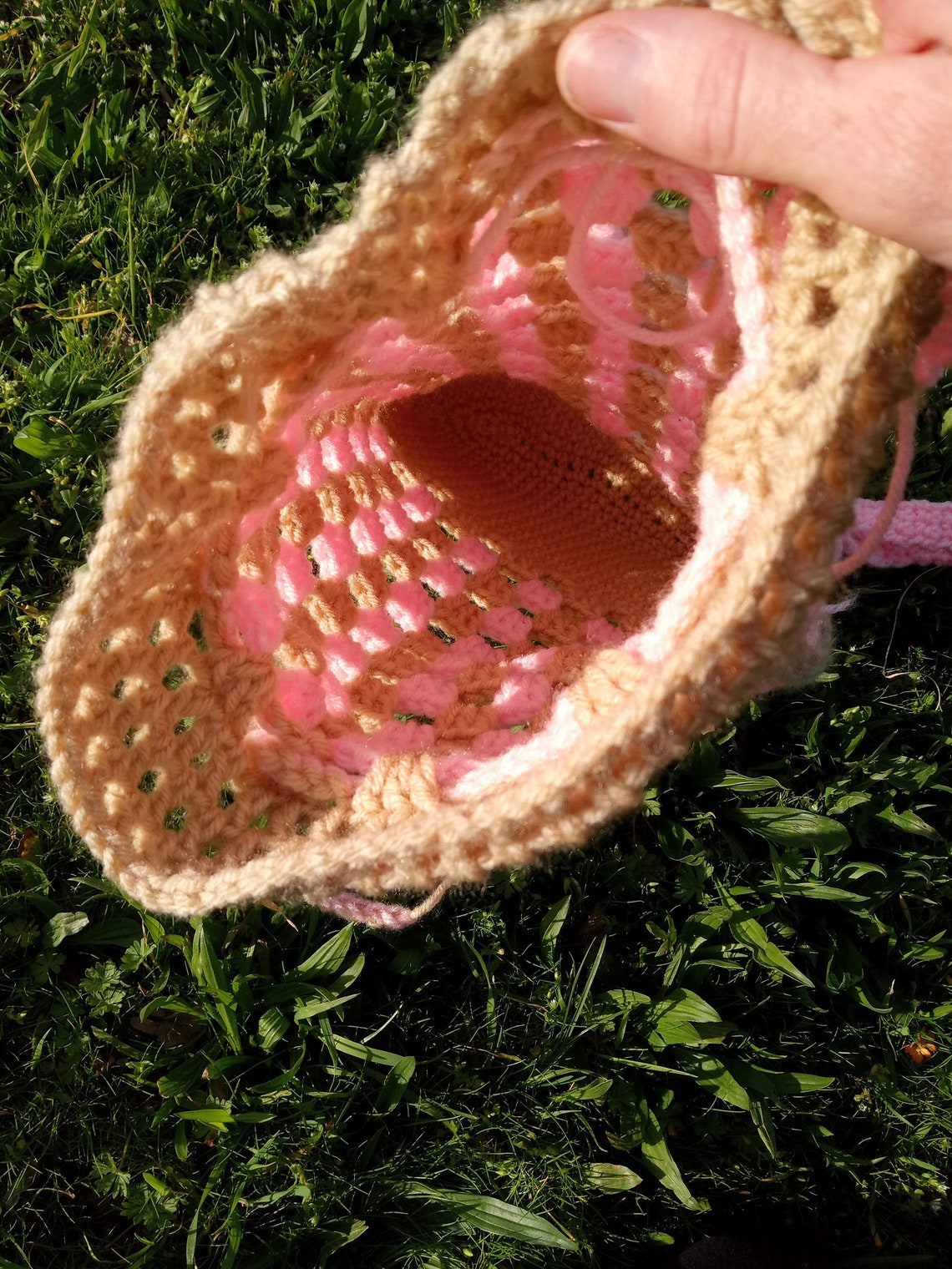 Handmade Granny Square Mini Backpack Pink and Brown - Etsy