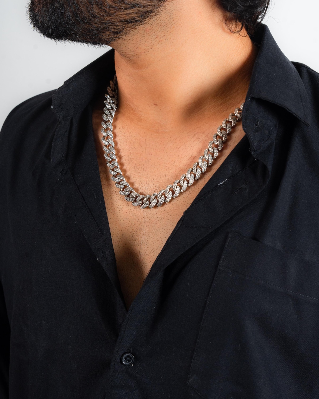 Iced Out Miami Classic Cuban Link Chain 10mm in 18k White Gold Plating ...
