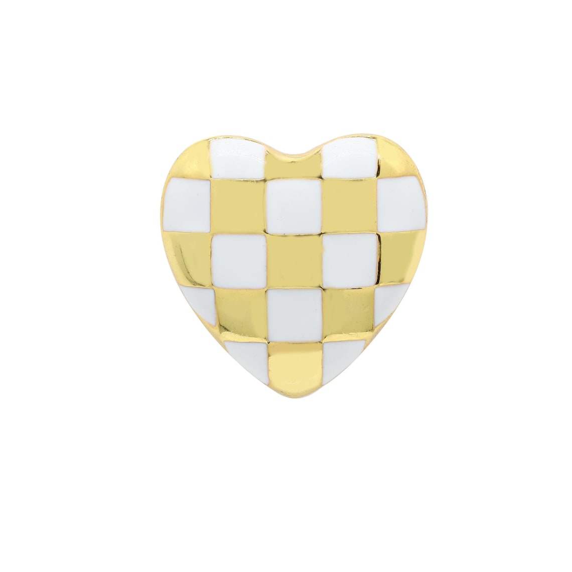 18K Gold Checkered Necklace Pendant With White Enamel, Bestseller ...