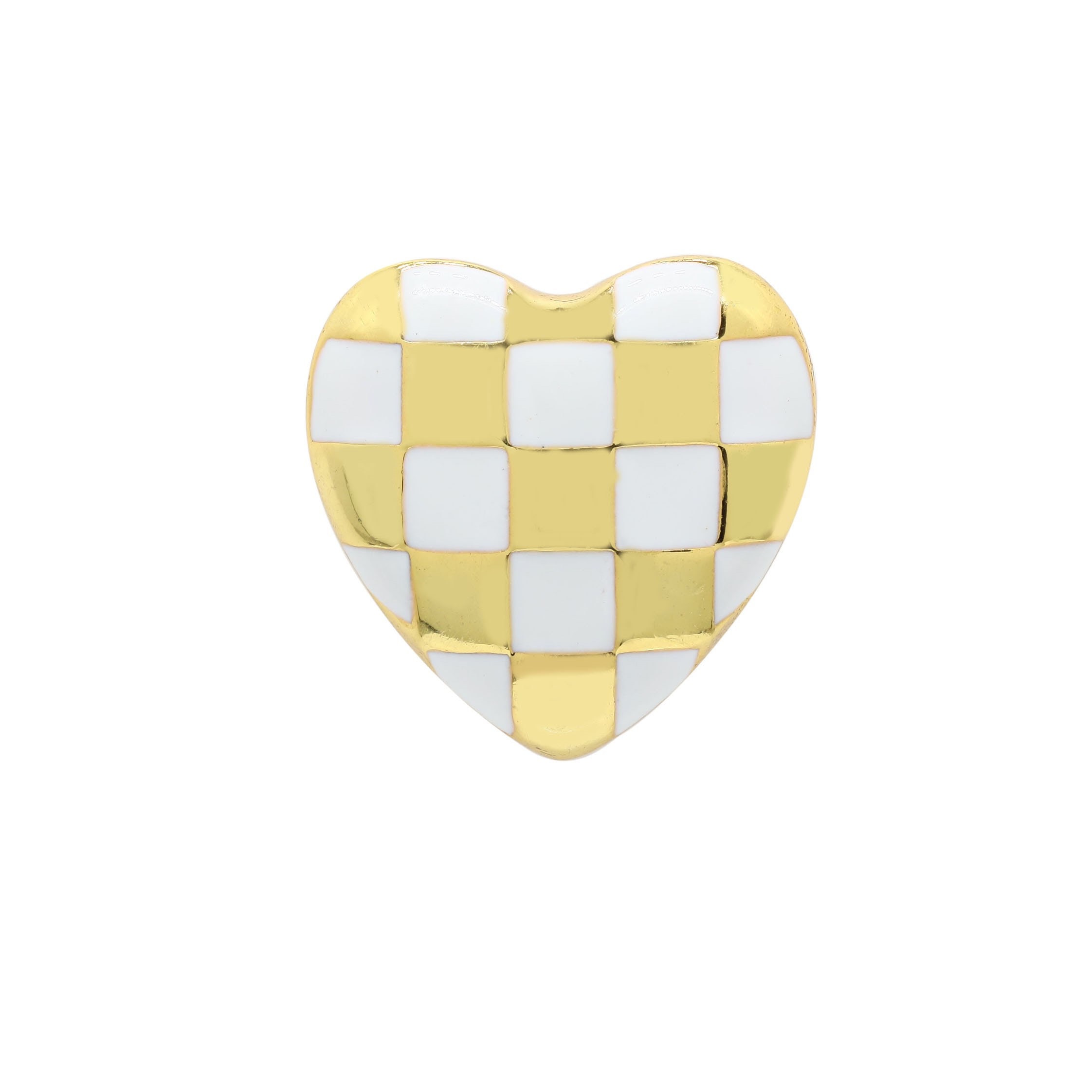 18K Gold Checkered Necklace Pendant With White Enamel, Bestseller ...
