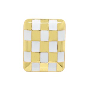 18K Gold Checkered Necklace Pendant With White Enamel, Bestseller ...