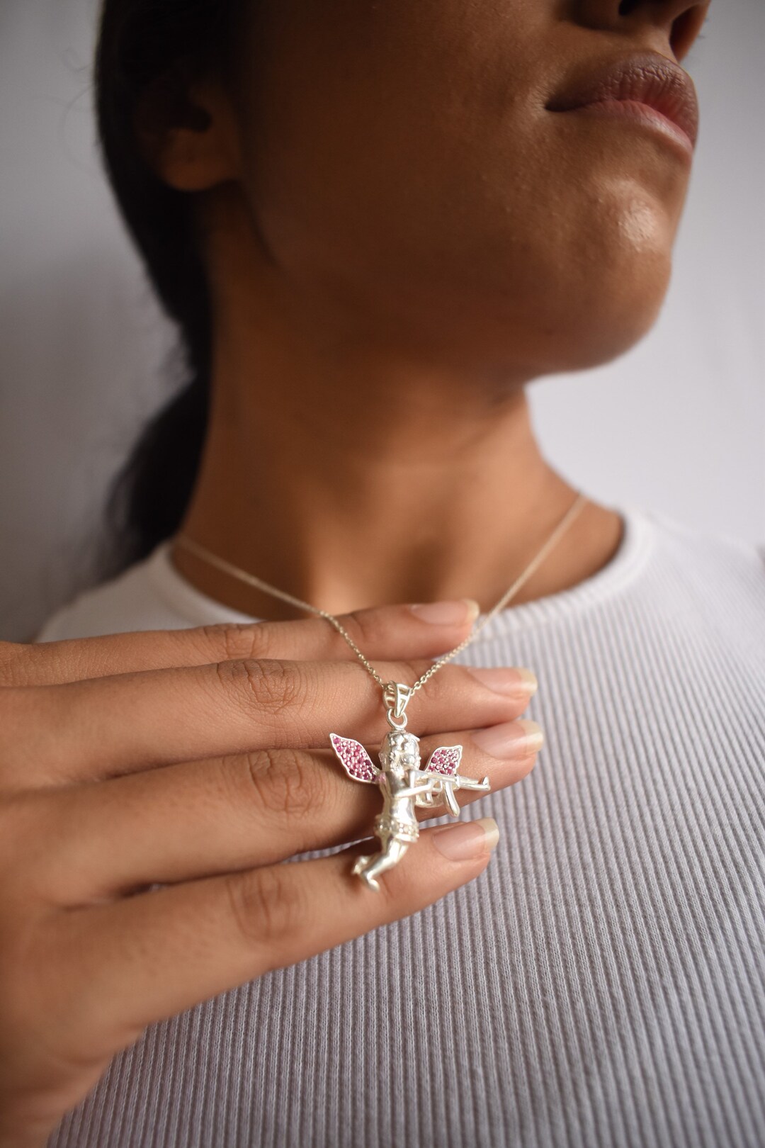 Cupid With Gun Pendant Necklace | Cupid Charm Necklace | Angel Pendant ...