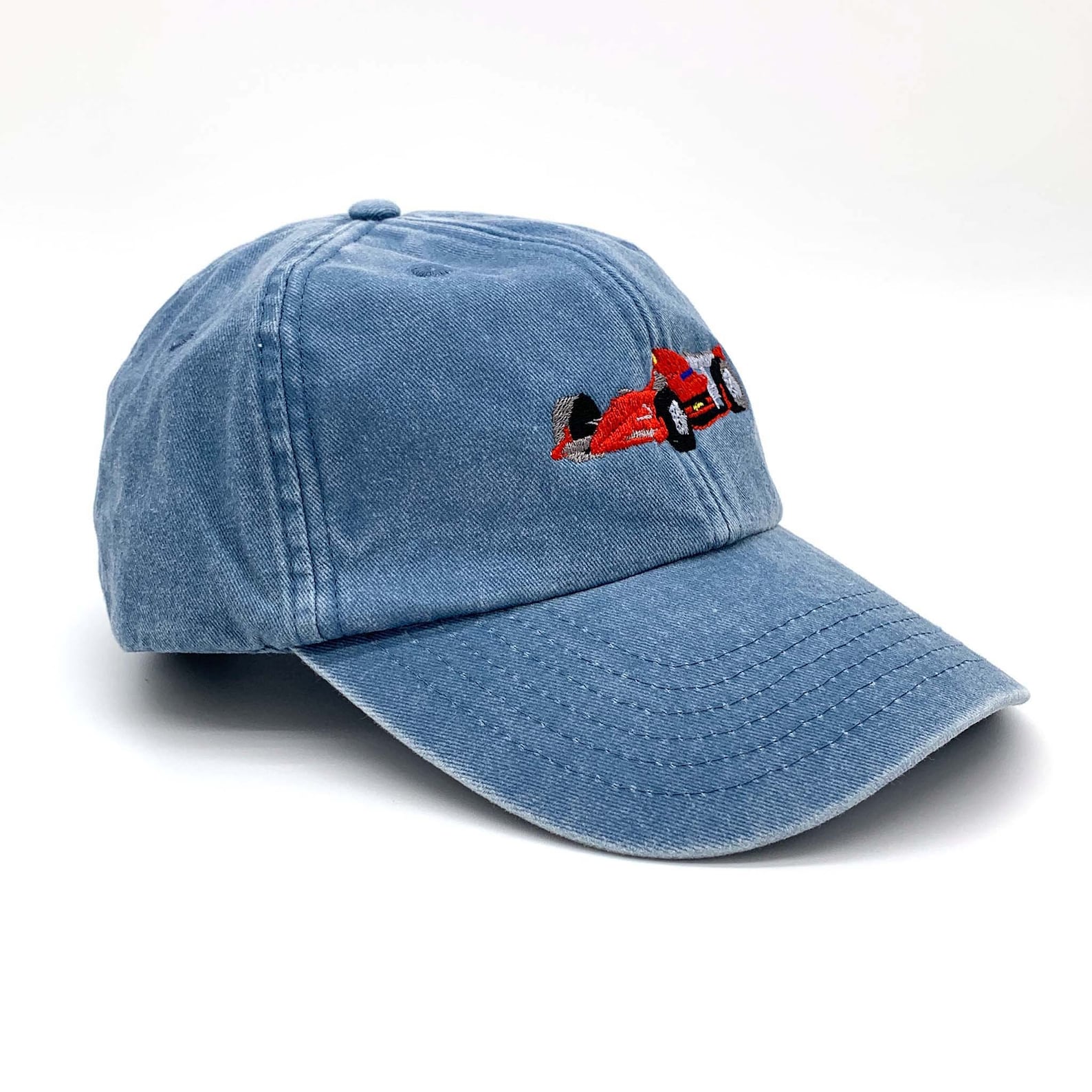 Embroidered Race Car Cap - Vintage Washed Canvas - Customisable Options ...