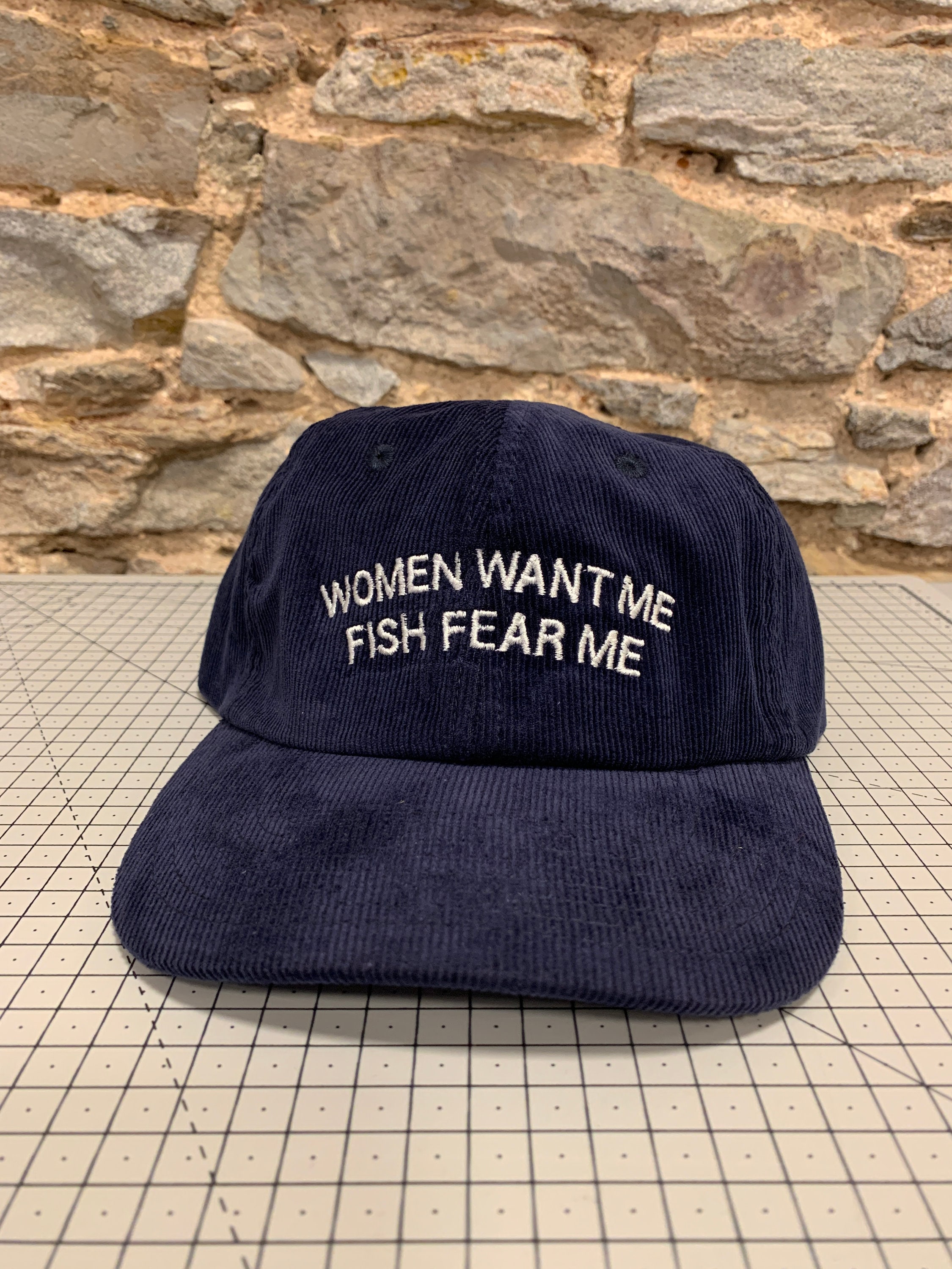 Women Want Me Fish Fear Me Embroidered Corduroy Cap - Etsy