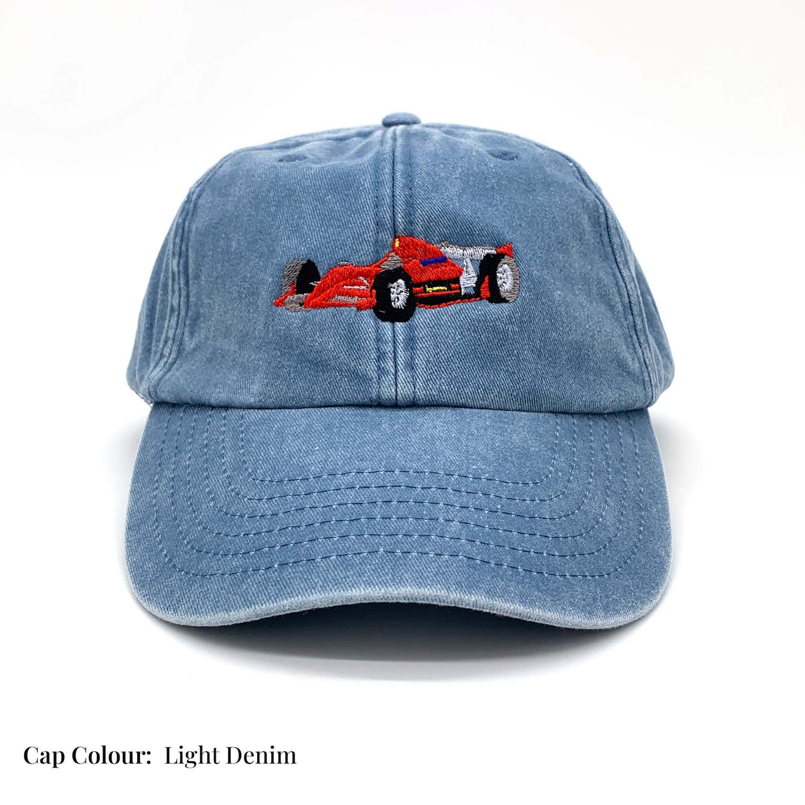 Embroidered Race Car Cap - Vintage Washed Canvas - Customisable Options ...