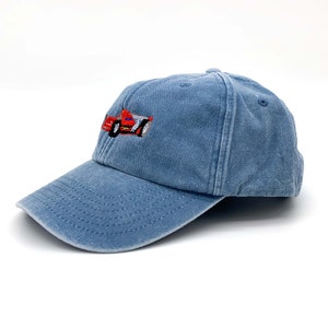 Embroidered Race Car Cap - Vintage Washed Canvas - Customisable Options ...