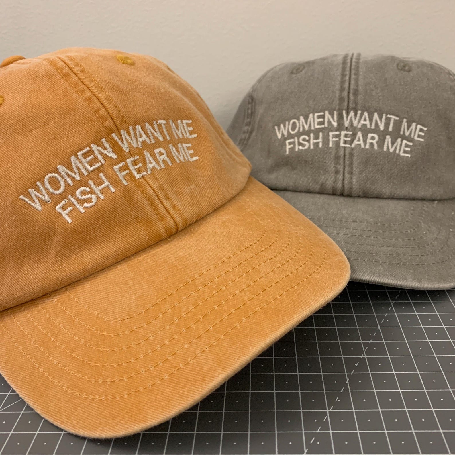 Women Want Me Fish Fear Me Embroidered Vintage Canvas Cap - Etsy