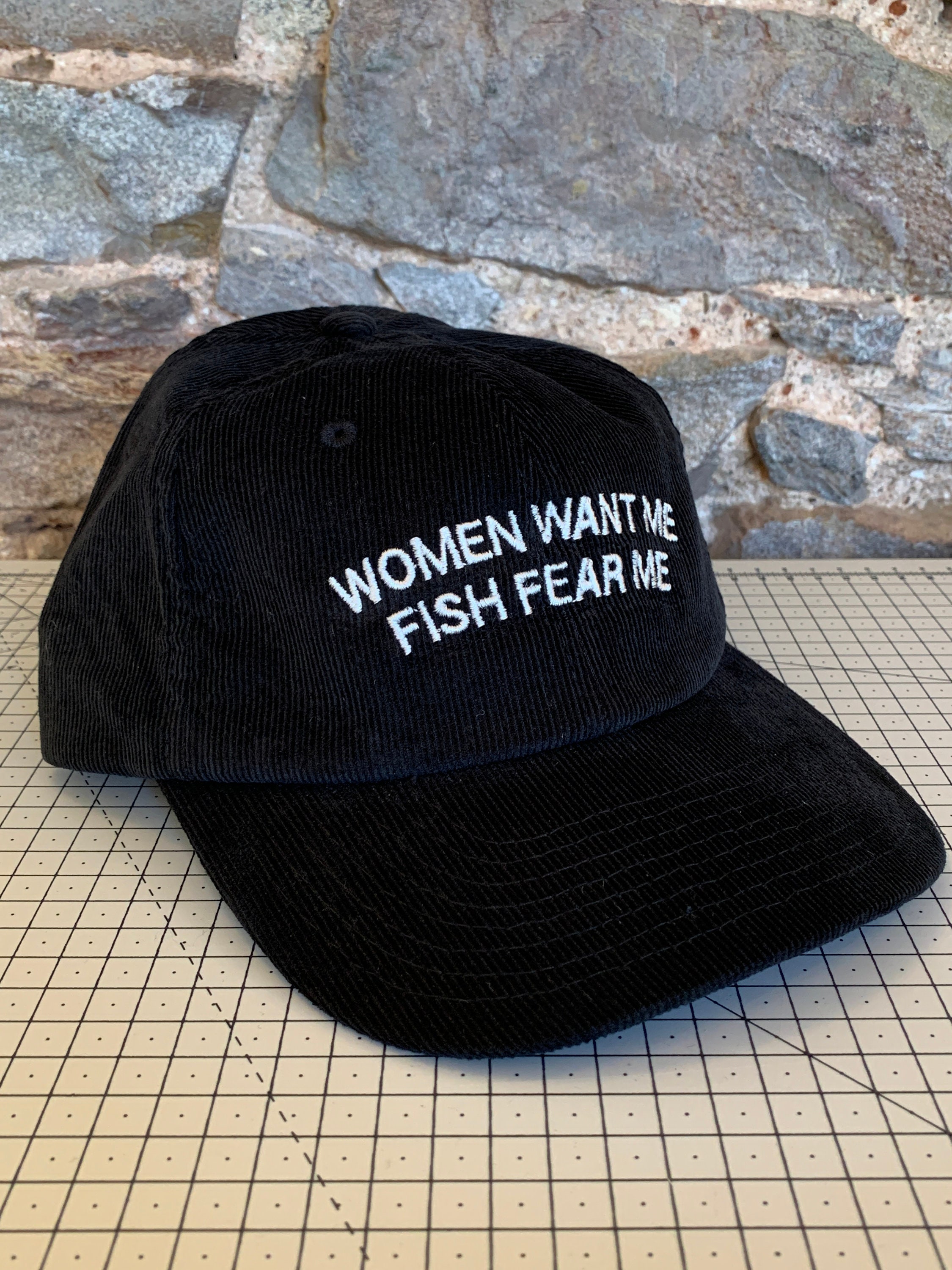 Women Want Me Fish Fear Me Embroidered Corduroy Cap - Etsy