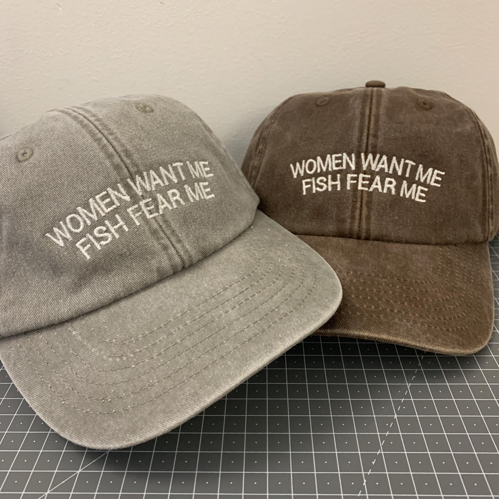 Women Want Me Fish Fear Me Embroidered Vintage Canvas Cap - Etsy