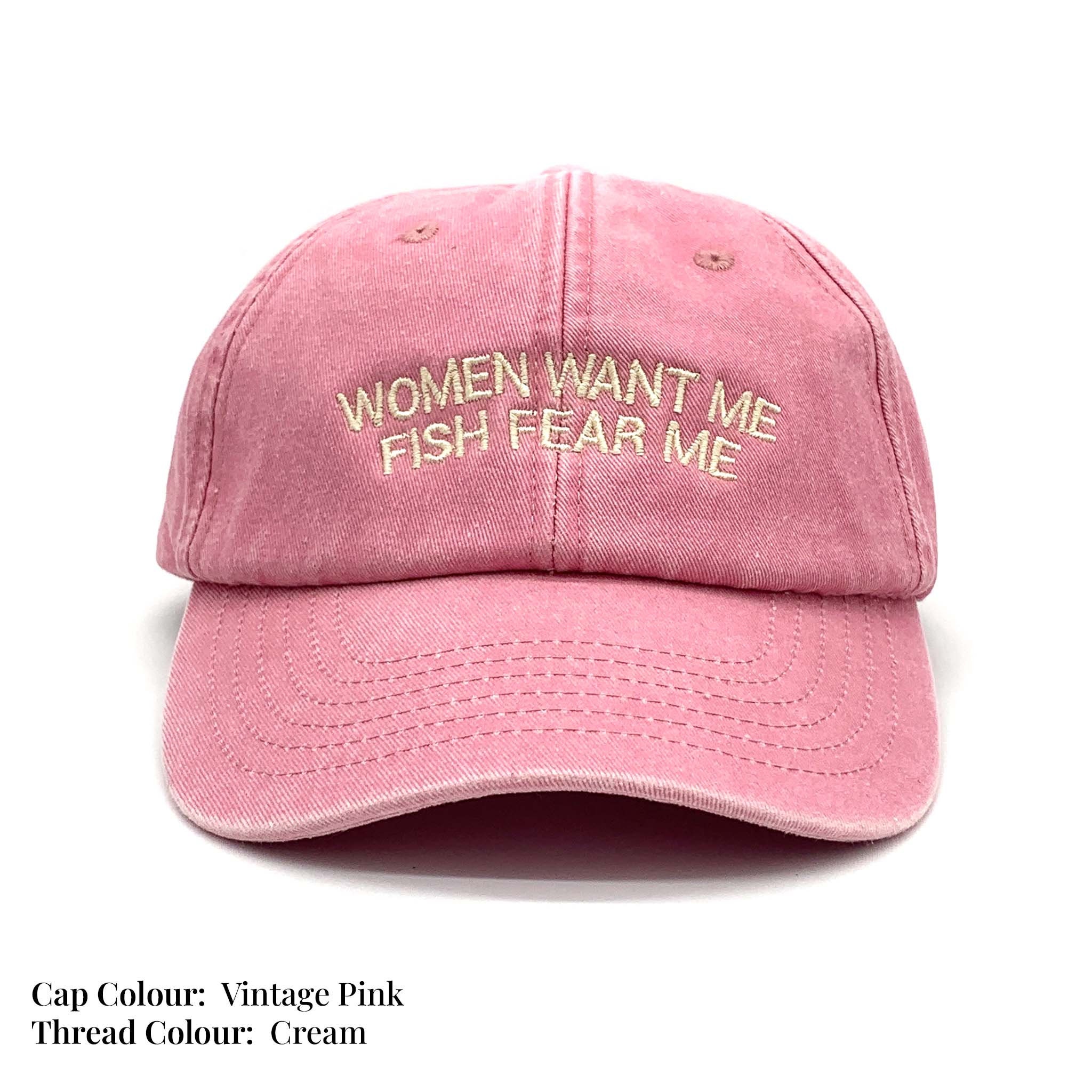 Women Want Me Fish Fear Me Embroidered Vintage Canvas Cap - Etsy