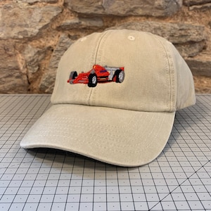 Embroidered Race Car Cap - Vintage Washed Canvas - Customisable Options ...